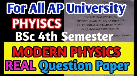 4th Sem Physics Paper 5 Modern Physics Question Paper Sem 4 Physics Paper 5 Modern Physics