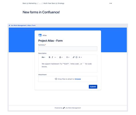 Use Jira Work Management Forms Within Confluence Pages
