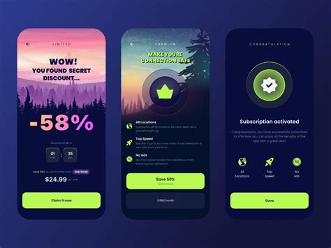 Three Mobile Phone Screens Showing Different Pricing Options For The App One With An Arrow