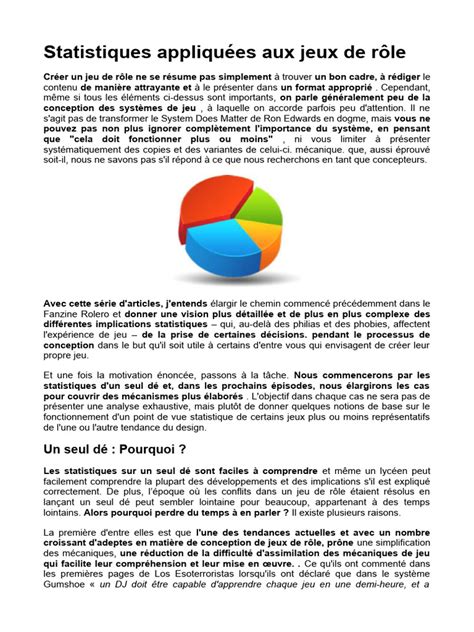 Statistiques Des Jeux De Rôle Expliquées Pdf Dé Jeux De Rôle Sur Table
