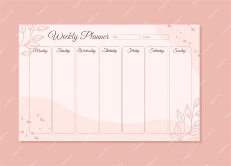 사용자 정의할 수 있는 인쇄 가능한 주간 플래너 템플릿 프리미엄 벡터