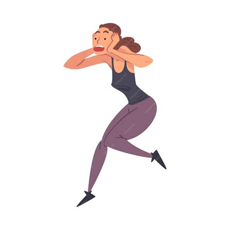 Premium Vector Scared Woman Afraid Of Something Terrified Shocked
