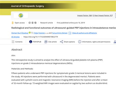 Radiological And Functional Outcomes Of Ultrasound Guided Prp Injectio