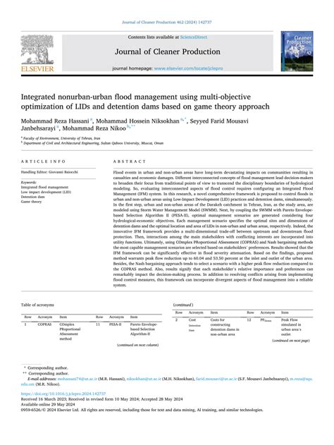 Pdf Integrated Nonurban Urban Flood Management Using Multi Objective Optimization Of Lids And