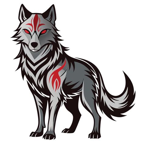 Nordic Style Wolf With Elegant Rune Markings Illustration Design