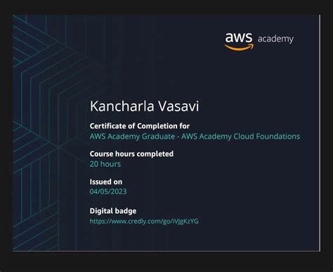 Kancharla Vasavi On Linkedin Hello Connections I Am Happy To Share My Aws Academy Cloud