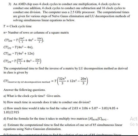 Solved An Amd Chip Uses 4 ﻿clock Cycles To Conduct One