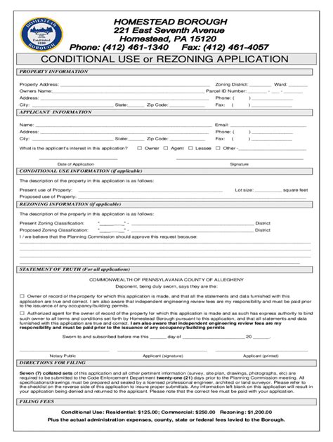 Fillable Online Application For Rezoningconditional Use Fax Email
