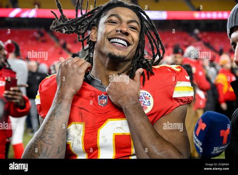 Kansas City Chiefs Running Back Isiah Pacheco Celebrates After The Afc
