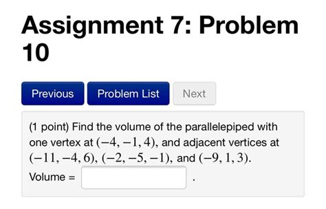 solved assignment 7 problem 10 previous problem list next