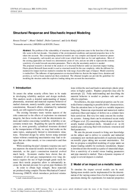 Pdf Structural Response And Stochastic Impact Modeling Manel Dallali