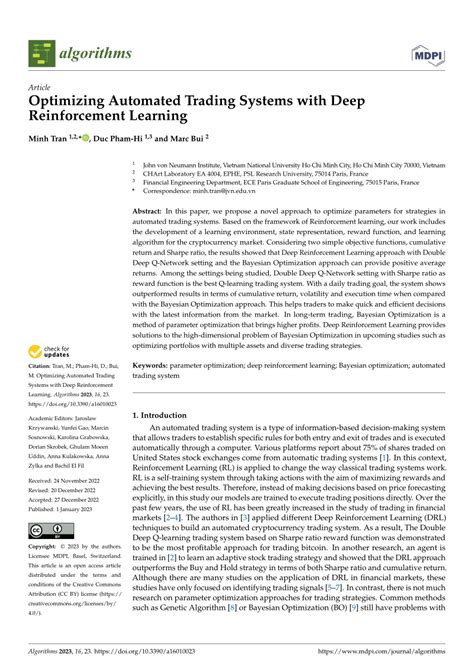 Pdf Optimizing Automated Trading Systems With Deep Reinforcement Learning