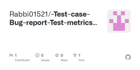 GitHub Rabbi Test Case Bug Report Test Metrics Mind Map
