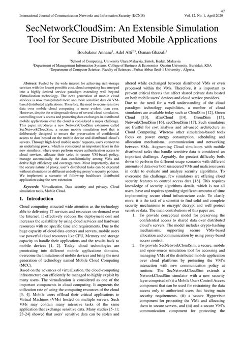 Pdf Secnetworkcloudsim An Extensible Simulation Tool For Secure Distributed Mobile Applications