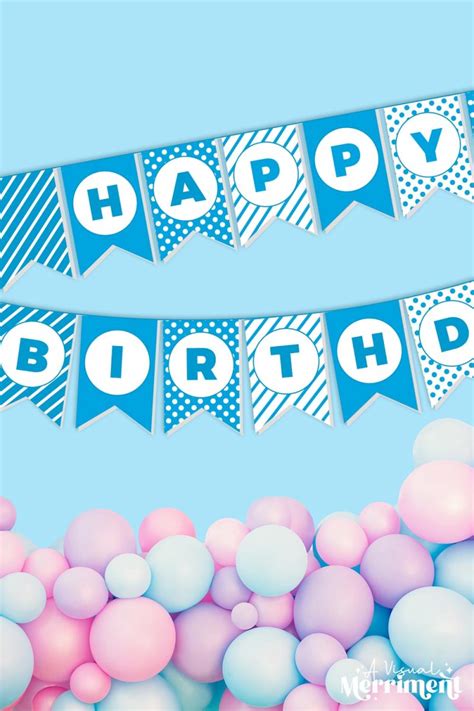 Blue Happy Birthday Banner Printable Template Blue Happy Birthday