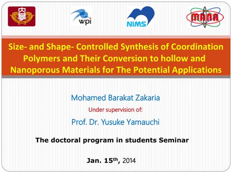 Pdf Size And Shape Controlled Synthesis Of Coordination Polymers