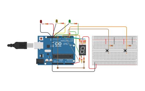 Circuit Design Percobaan Tugas Digital Output Tinkercad