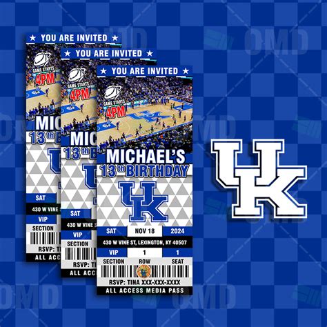 Kentucky Wildcats Ticket Style Sports Party Invitations Sports Invites