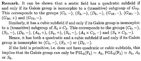 galois groups of sextic fields with quadradic and or cubic subfields