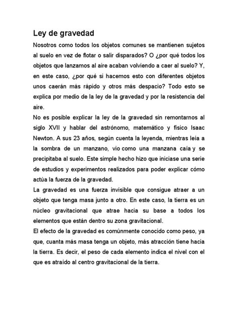 Ley De Gravedad Pdf Universo Cosmología Física