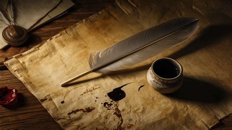 Free Vintage Literary Scene Image Vintage Quill Parchment