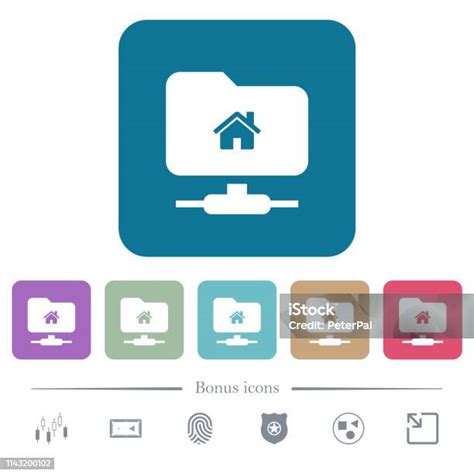 Ftp Home Directory Rounded Square Flat Icons Stock Illustration Download Image Now Built