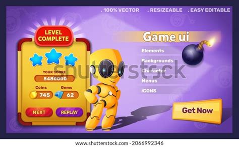Game Ui Menu Popups Buttons Game стоковая векторная графика без