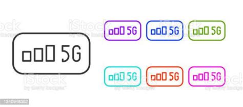 블랙 라인 5g 새로운 무선 인터넷 와이파이 연결 아이콘 흰색 배경에 격리 글로벌 네트워크 고속 연결 데이터 속도 기술 다채로운 아이콘을 설정합니다 벡터 0명에 대한 스톡