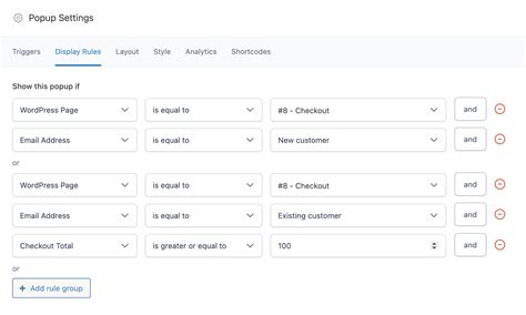 Configuring Commercegurus Popups Display Rules