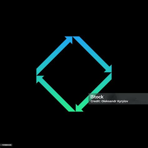 창조적 인 대칭 화살표 로고 아이콘입니다 벡터 일러스트 레이 션에 고립 된 검정색 배경 0명에 대한 스톡 벡터 아트 및 기타