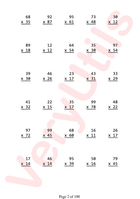 Printable Vertical Multiplication Math Worksheets In Pdf With 3000
