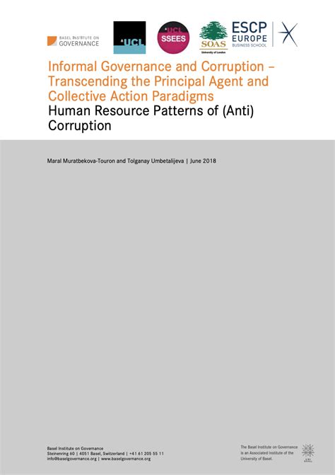 Informal Governance And Corruption Transcending The Principal Agent And Collective Action