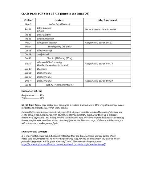 Shalabi Syst18713 44234 1239 Class Plan For Syst 18713 Intro To The Linux Os Week Of Lecture