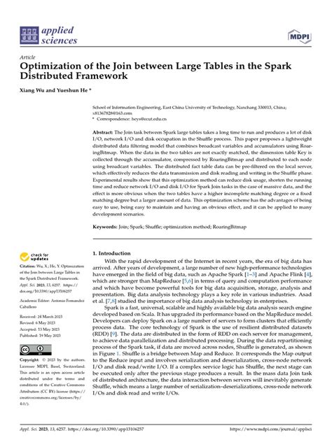 Optimization Of The Join Between Large Tables In T Pdf Apache Spark Bit