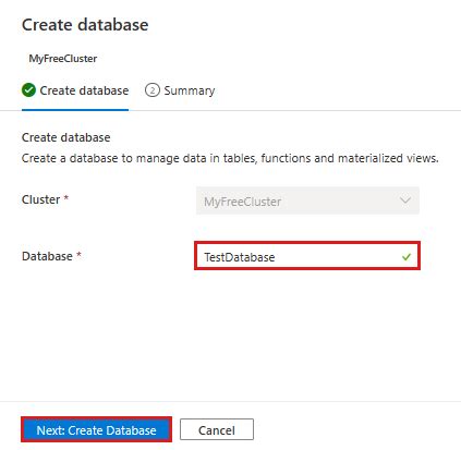 Quickstart Create An Azure Data Explorer Cluster And Database Azure Data Explorer Microsoft