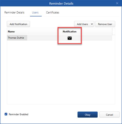 Adding Reminder Notification Types Clik Cert Clik