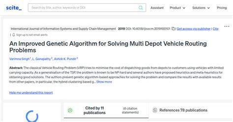 An Improved Genetic Algorithm For Solving Multi Depot Vehicle Routing