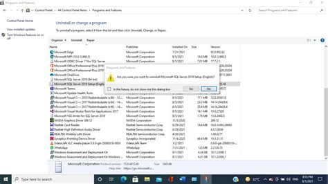 Uninstalling Fresh Installation Of Sql Server Developer Edition 2019 Microsoft Qanda