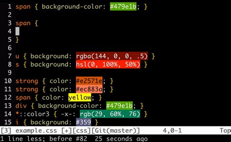 Displaying Color Codes Vimtricks