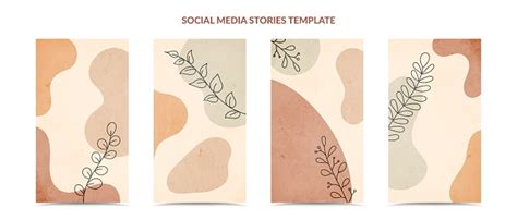 소셜 미디어 스토리와 게시물 크리에이티브 커버 세트 최소한의 트렌디 한 핸드 드로우 스타일 추상색 모양 선 아트에 의해 디자인 배경 템플릿 가리기에 대한 스톡 벡터 아트 및