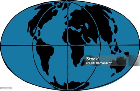 Blue Globe With Meridians Silhouette Stock Illustration Download