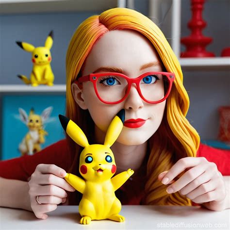 Young Woman With Pikachu Stable Diffusion Online