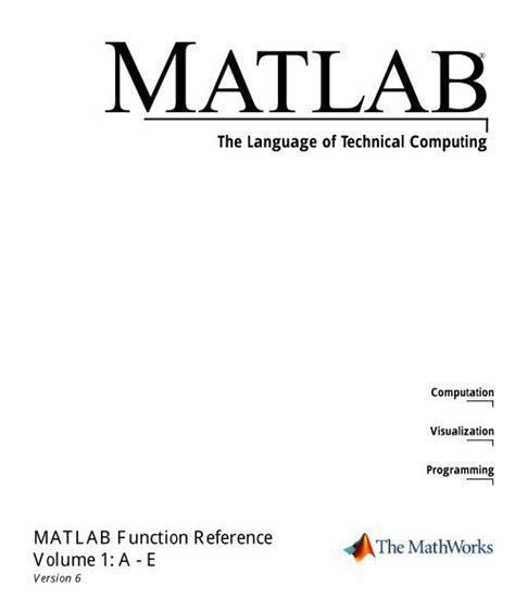 Matlab Function Reference Guide I Pdf Computer Engineering