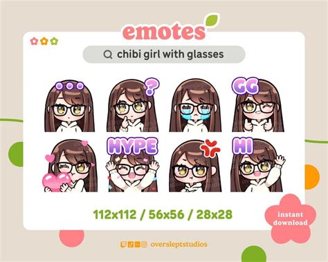 8 Cute Brown Hair Hazel Eyes Chibi Girl Emotes For Twitch And Discord