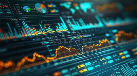 Computer Screen Displaying Various Graphs And Charts Stock Image Image Of Communication