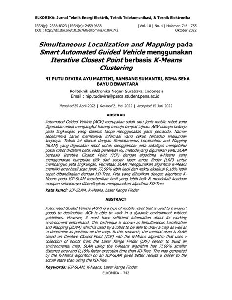 Pdf Simultaneous Localization And Mapping Pada Smart Automated Guided Vehicle Menggunakan
