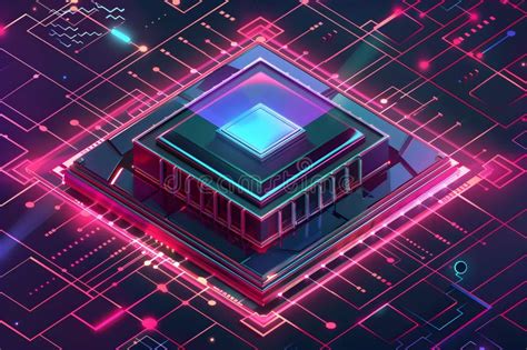 A Sophisticated And Intricate Futuristic Of A High Tech Processor Chip Placed Elegantly On A