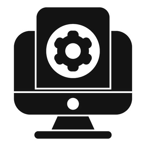 premium vector computer showing configuration gear wheel icon