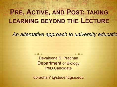 Pre Active And Post Taking Learning Beyond The Lecture PPT