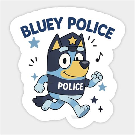 Bluey Police Running Officer Bluey Police Sticker Teepublic